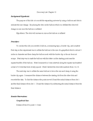 Discovery Lab Chapter 10 Alternate - Discovery Lab Chapter 10 Alternate Background/Hypothesis ...