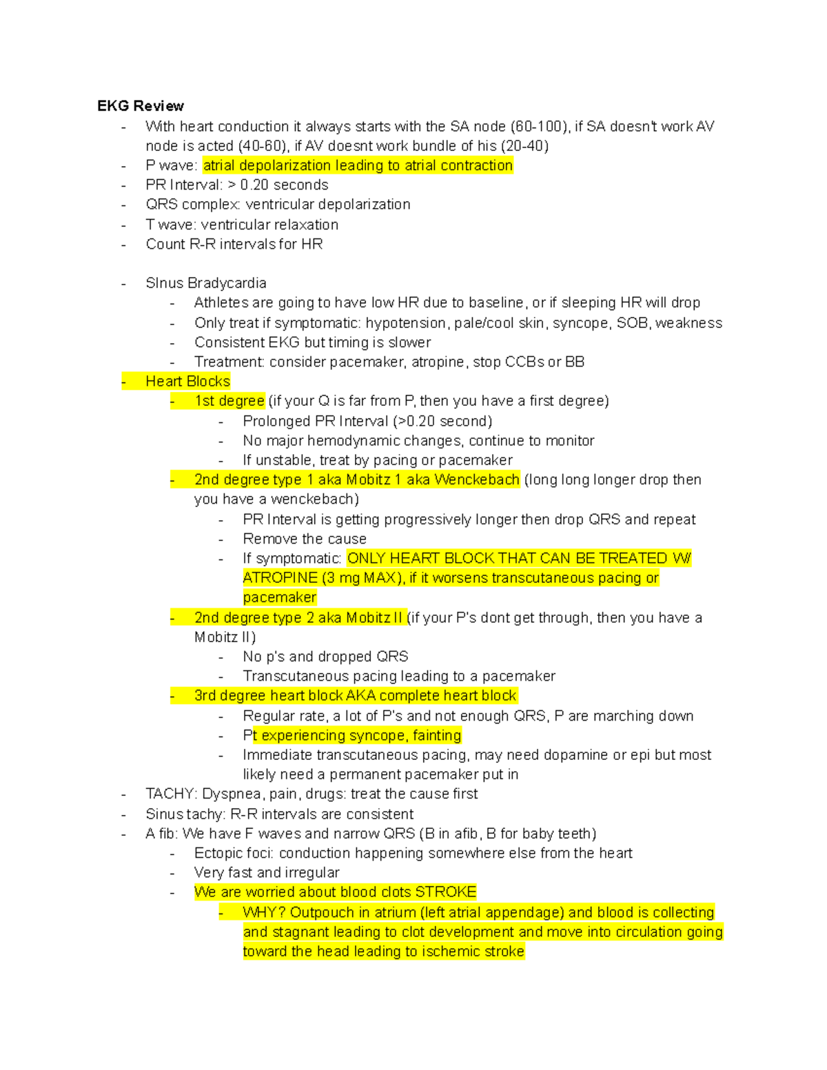 EKG ACLS - EKG notes - EKG Review - With heart conduction it always ...