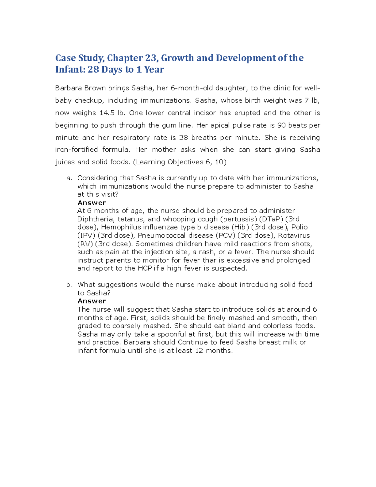 Case Study Ch. 23 - Peds. - Case Study, Chapter 23, Growth and ...