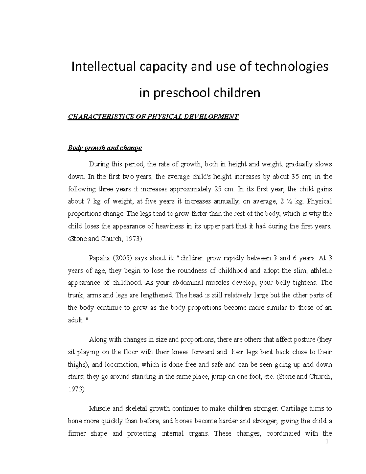 Intellectual capacity and use of technologies in preschool children - 1 ...