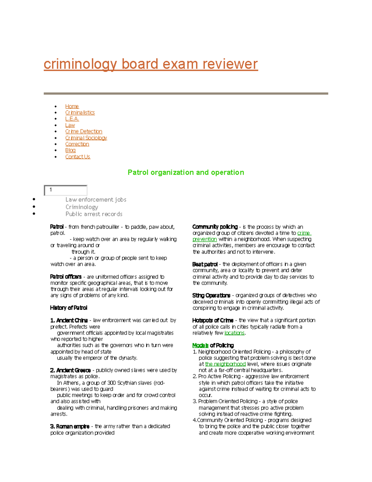 Patrol - LAW - criminology board exam reviewer Home Criminalistics L.E ...