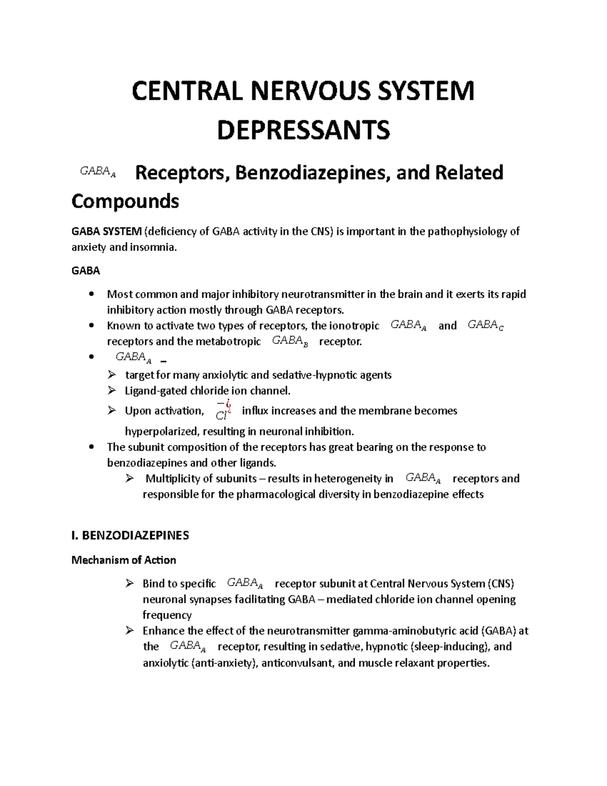 CNS-depressants - drugs for central nervous system - CENTRAL NERVOUS ...