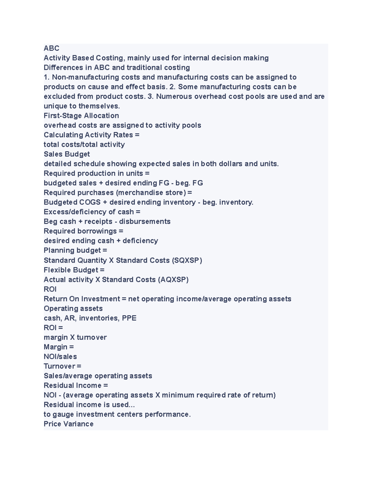 ACC202 #5 - Exam Help - ABC Activity Based Costing, mainly used for ...