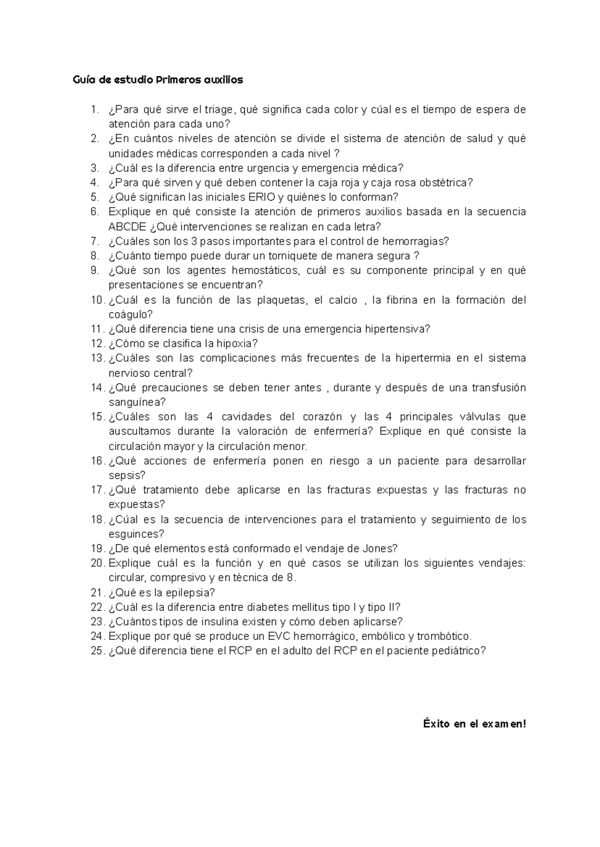 Guía de estudio Primeros auxilios - ¿Para qué sirve el triage, qué ...