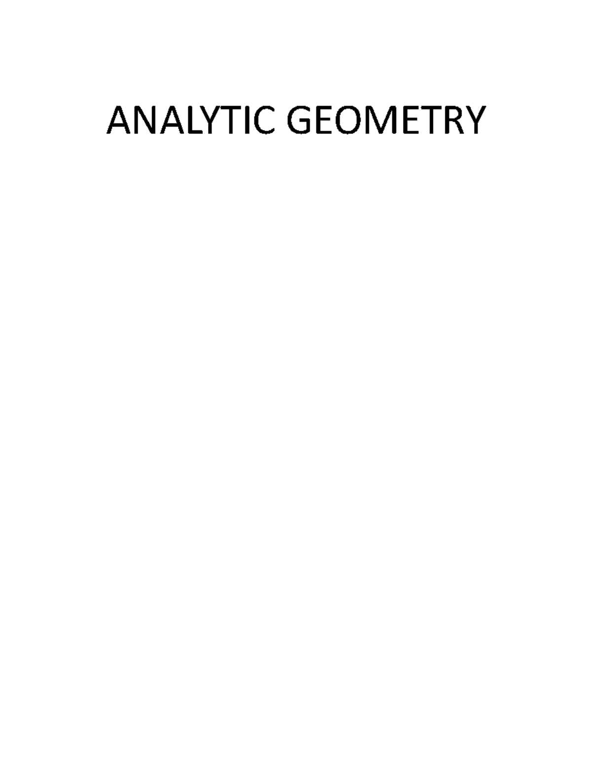 Analytic Geometry ( Notes) - Math for Engineers - PangSU - Studocu