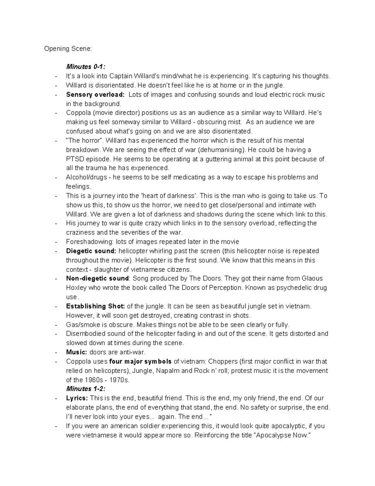 Apocalypse Now - Analysis - Opening Scene: Minutes 0-1: It’s a look ...