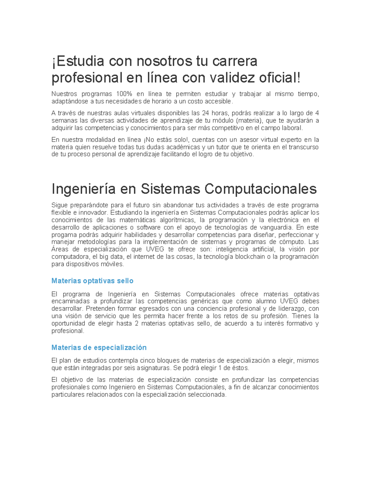 Estudia con nosotros tu carrera profesional en línea con validez ...