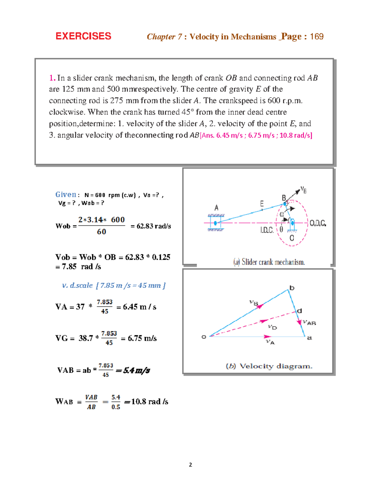Khurmi Ch7 Velocity in Mechanisms Solns Man - EXERCISES Chapter 7 : Velocity in Mechanisms _Page ...