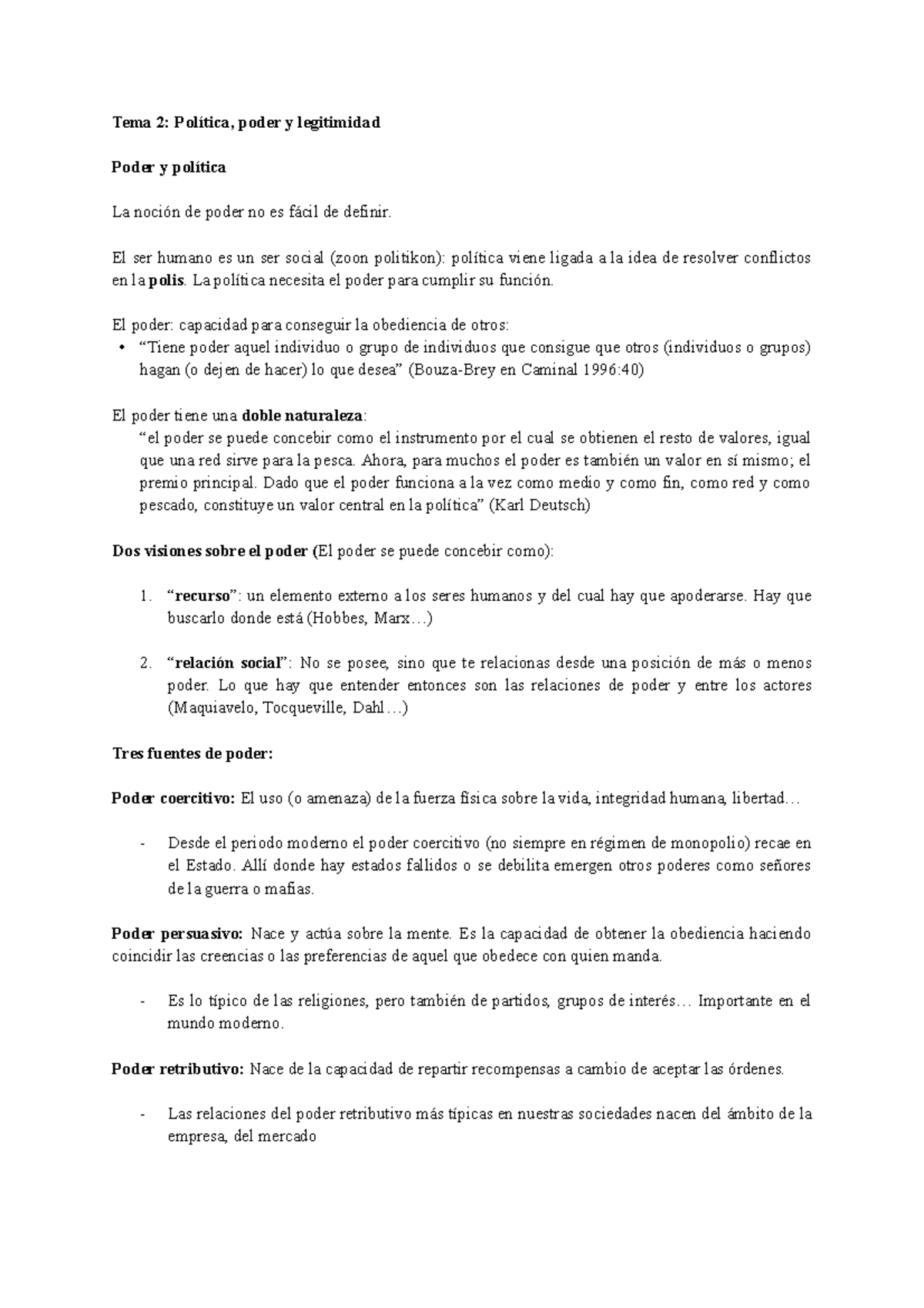 TEMA 2 Política, poder y legitimidad - Tema 2: Política, poder y ...
