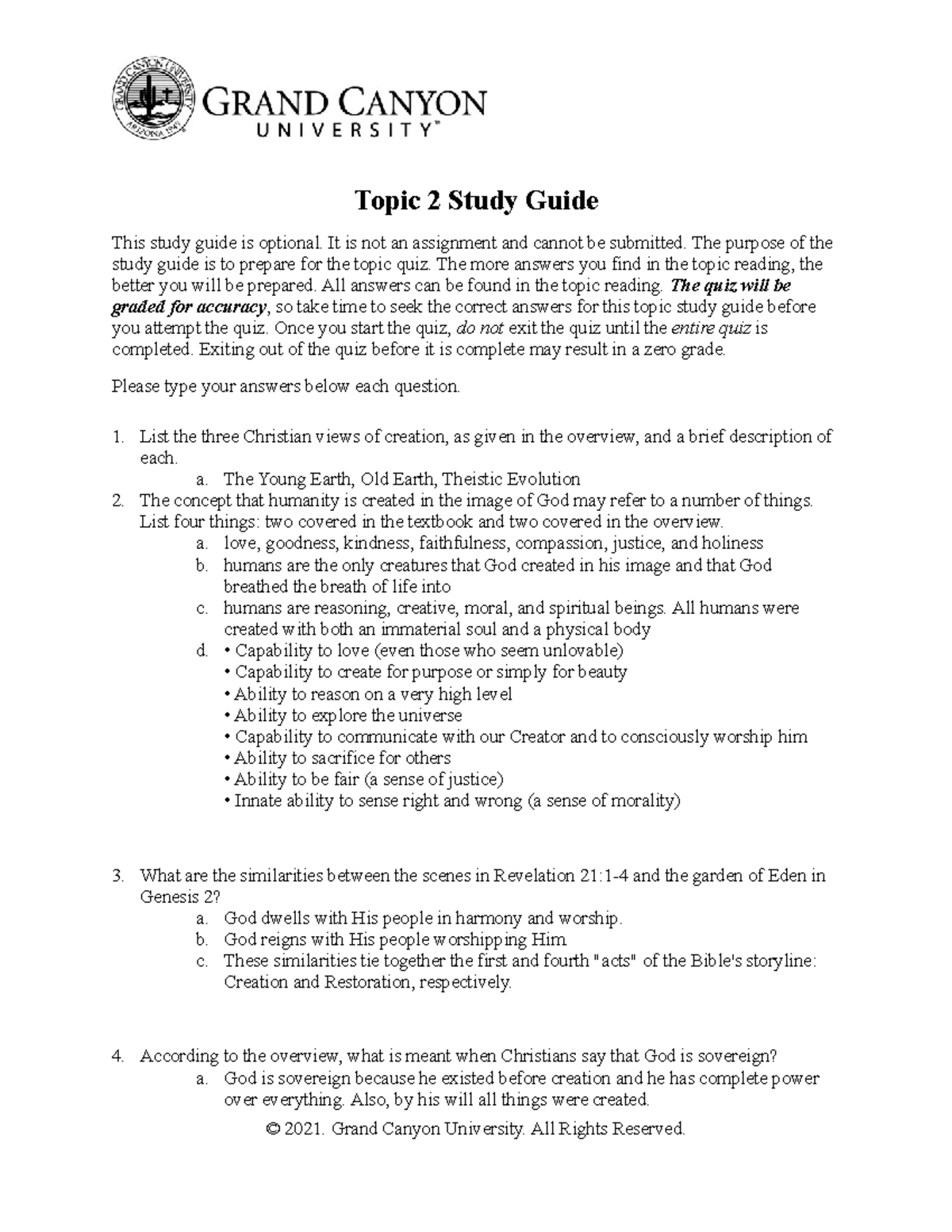 Topic 2 Study Guide - Topic 2 Study Guide This study guide is optional ...