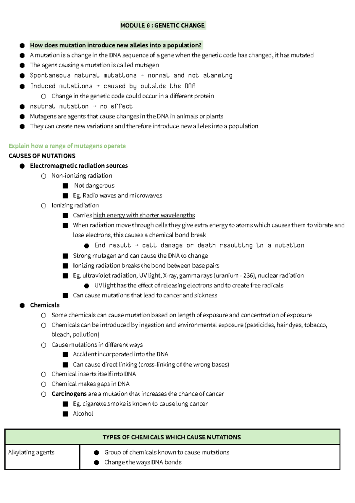Module 6 - Genetic Change - MODULE 6 : GENETIC CHANGE How does mutation ...