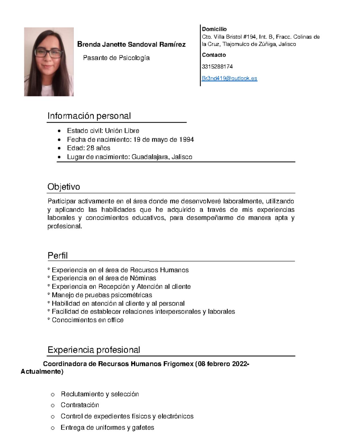 Cv Brenda Sandoval - its a CV - Brenda Janette Sandoval Ramírez Pasante ...