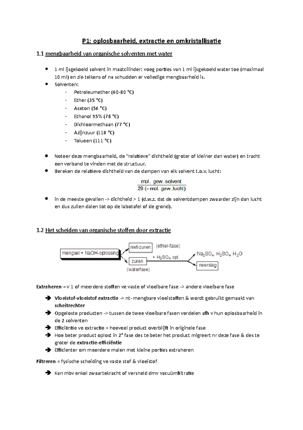 P1 oplosbaarheid extractie en omkristallisatie Voorbereiding - P1 ...
