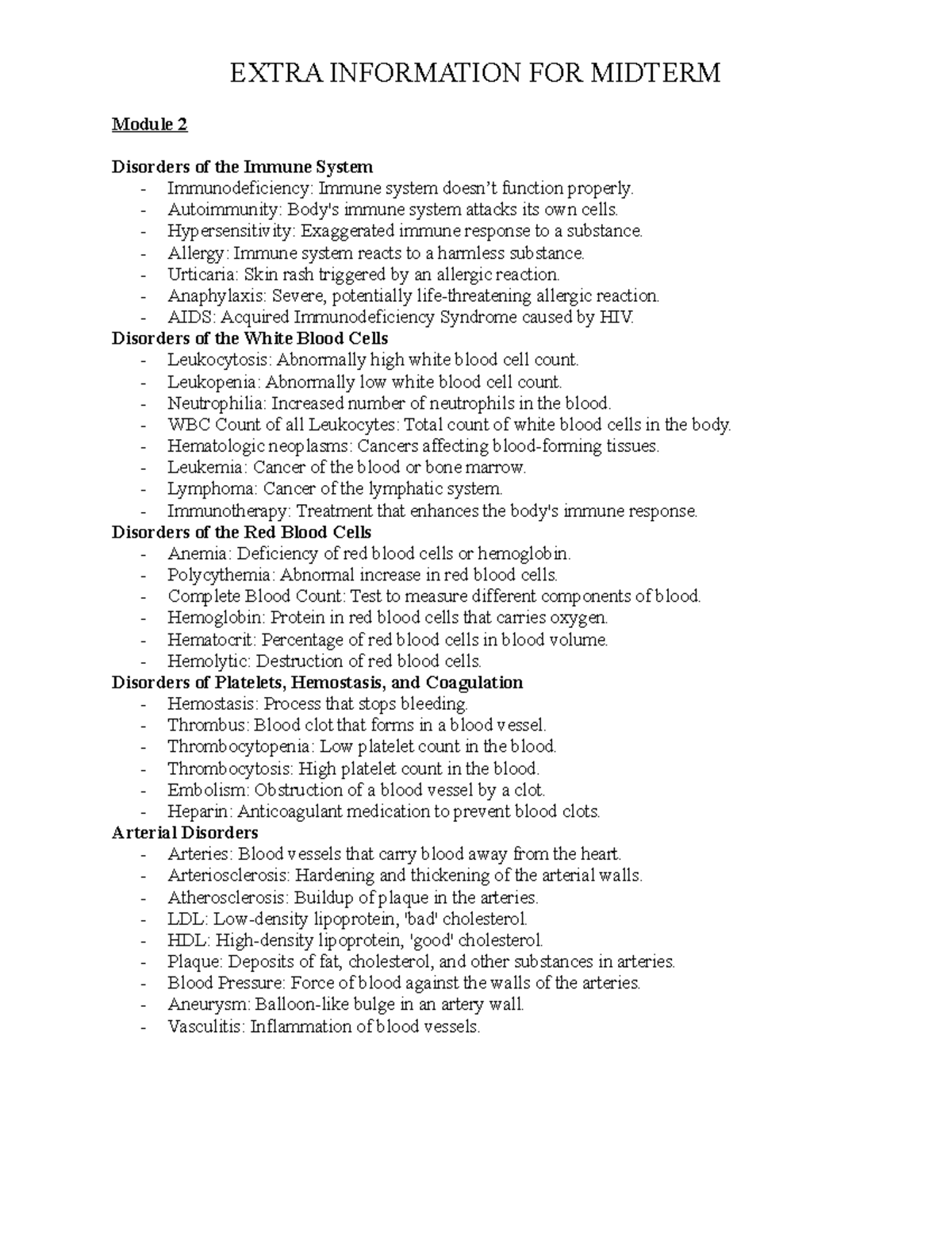 Extra information for midterm - EXTRA INFORMATION FOR MIDTERM Module 2 ...