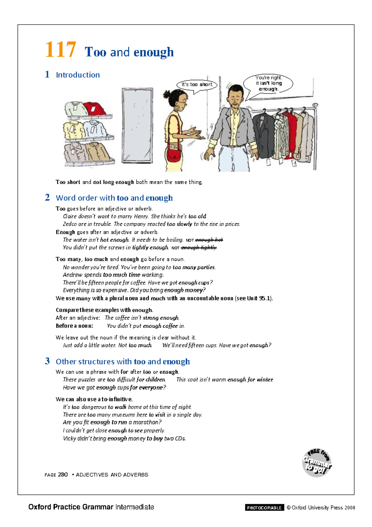 Too and Enough - 141American English File 2nd edition Teacher’s Book 5 ...