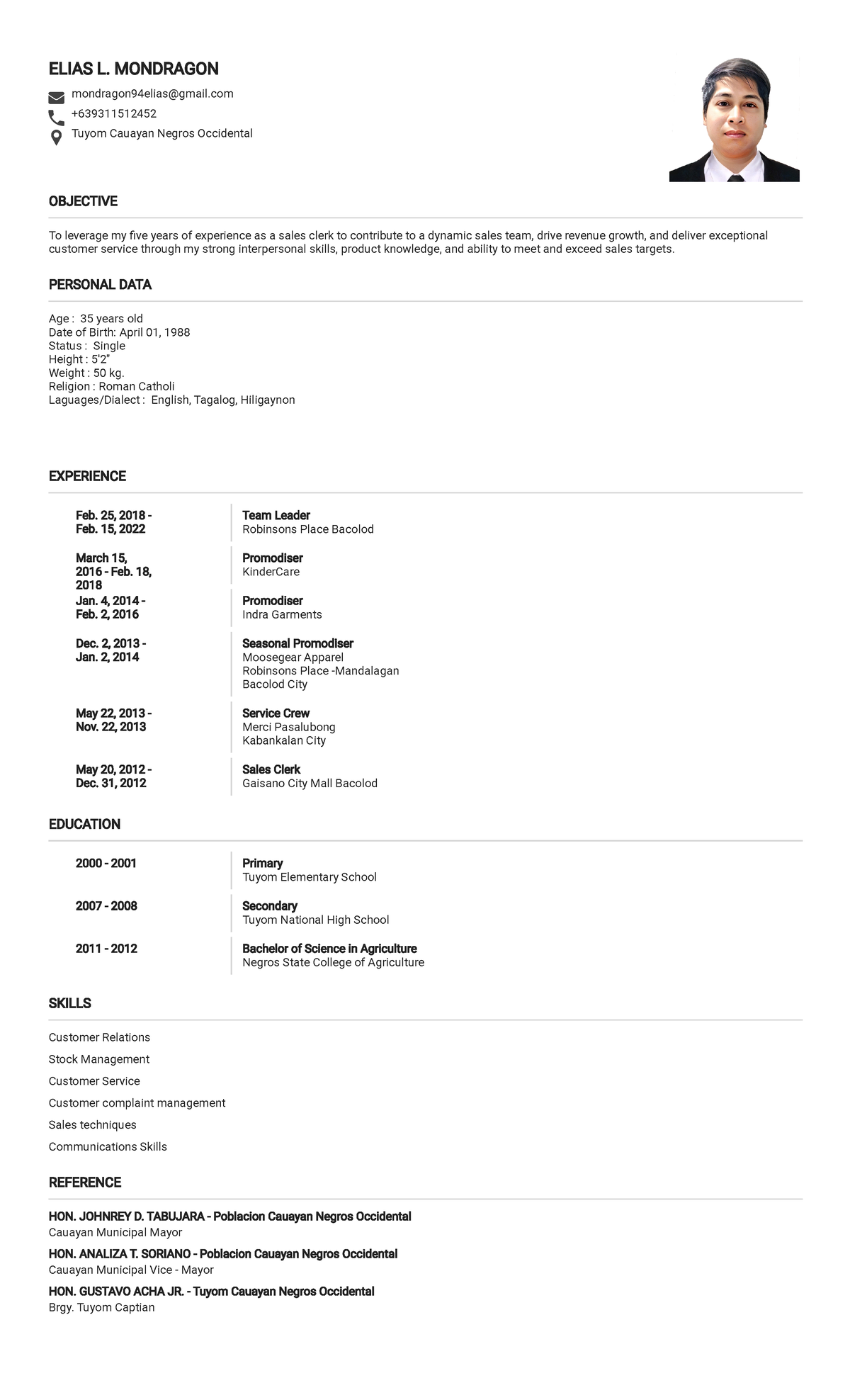 Intelligent CV Document - ELIAS L. MONDRAGON mondragon94elias@gmail ...