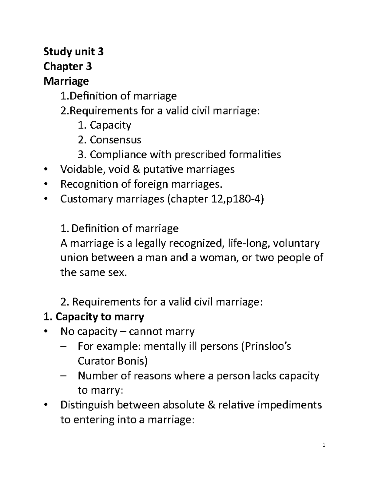 FAM121 2020 Study UNIT 3 Marriage Chapter 3 4 August - Study unit 3 ...