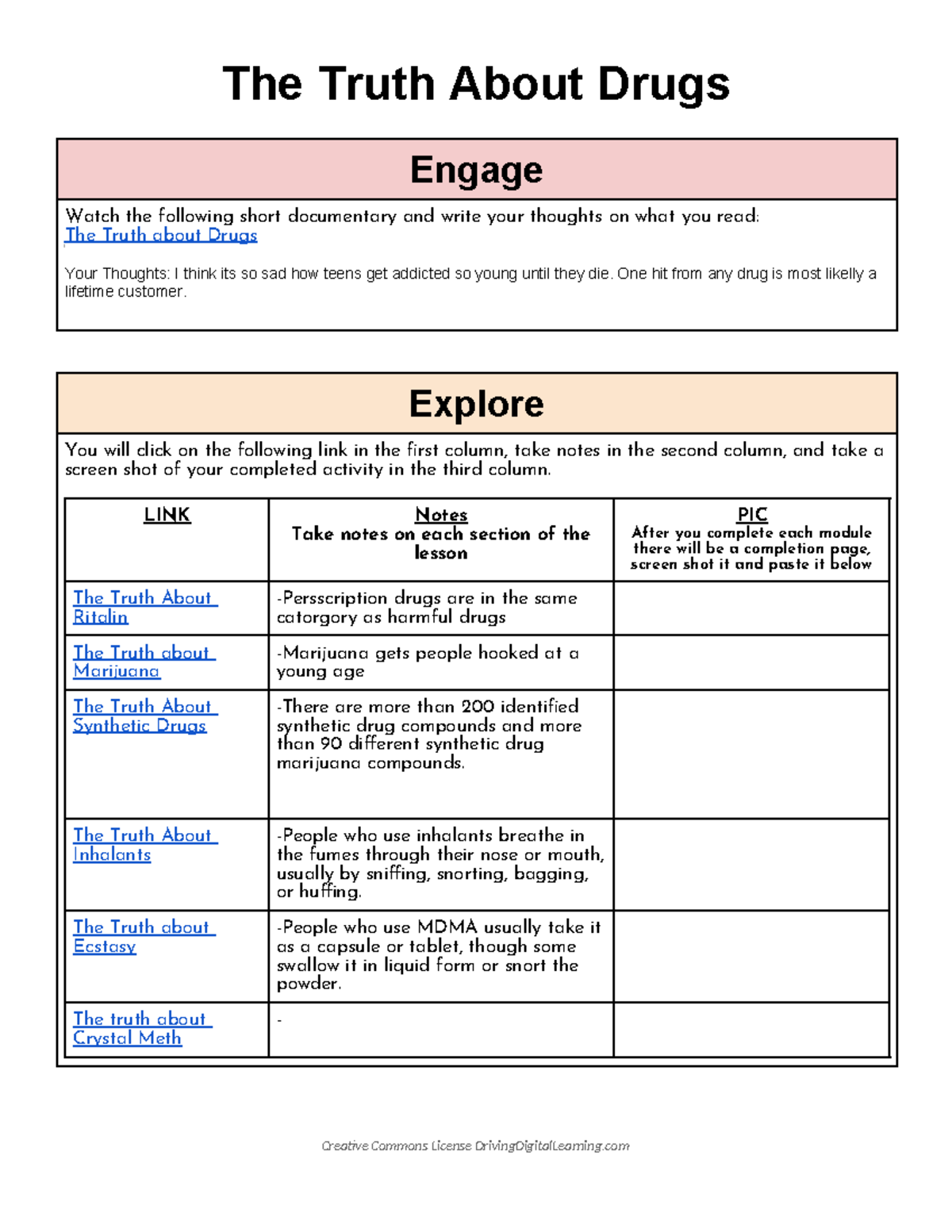 Copy of The Truth About Drugs - The Truth About Drugs Engage Watch the ...