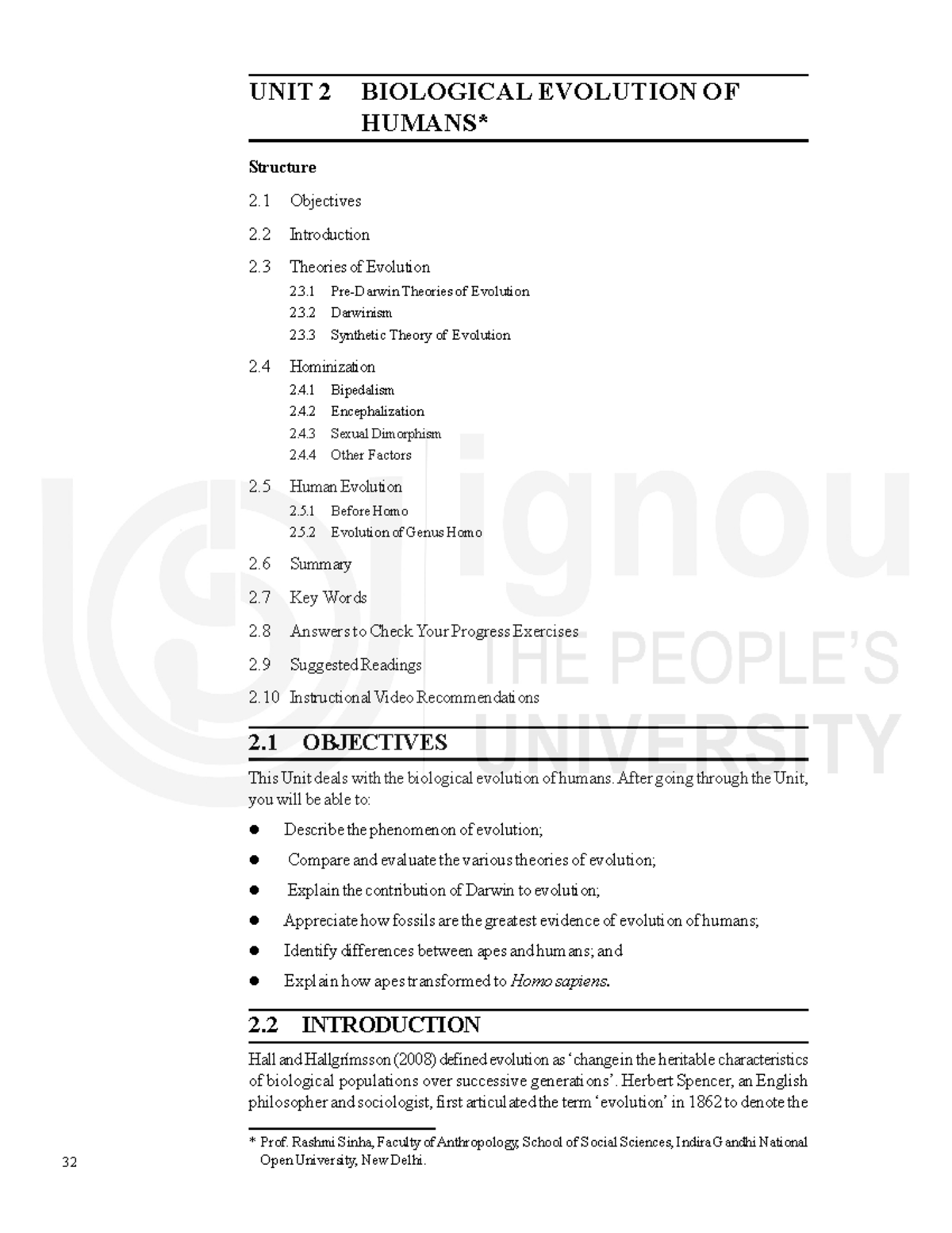 Evo - evolution of human - UNIT 2 BIOLOGICAL EVOLUTION OF HUMANS* Structure 2 Objectives 2 - Studocu
