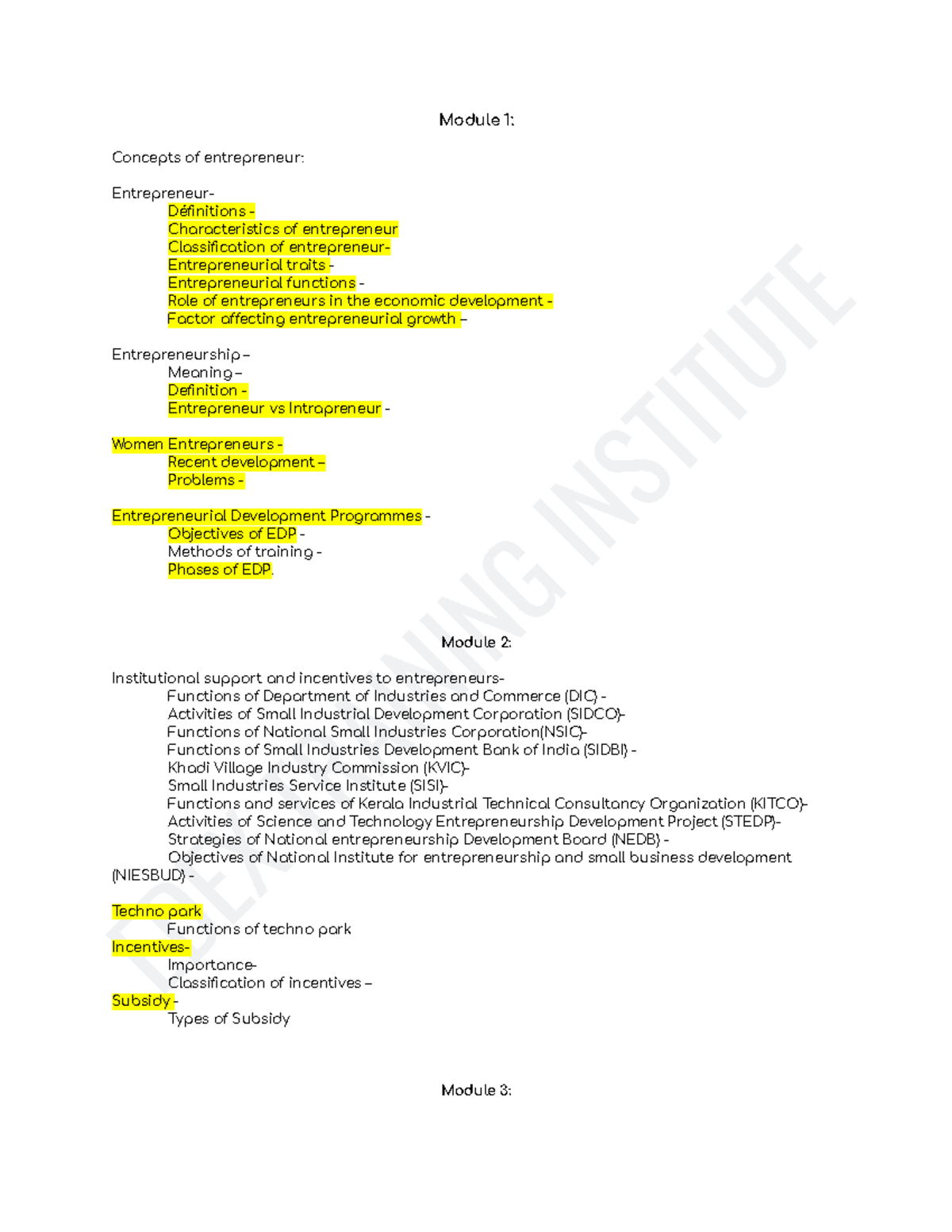 EDP- Important Questions - EDEX TRAINING INSTITUTE Module 1: Concepts ...