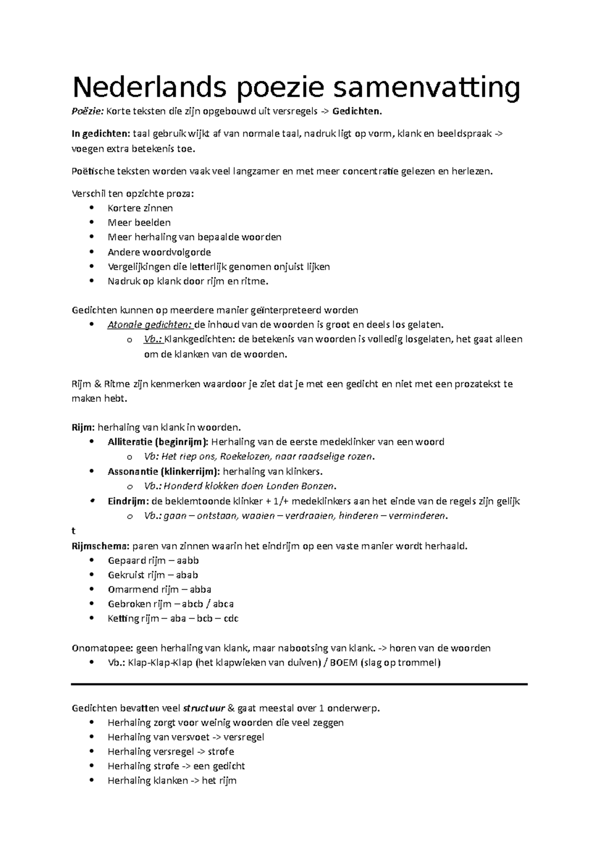 Nederlands poezie samenvatting - Nederlands poezie samenvatting Poëzie ...