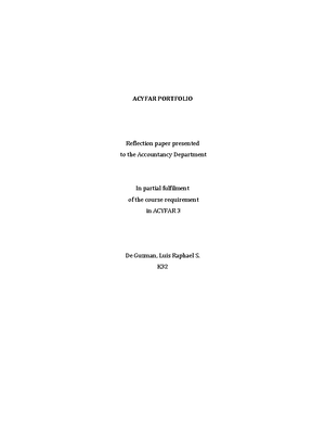 Acyfar 2 Portfolio - . - ACYFAR PORTFOLIO Reflection paper presented to ...