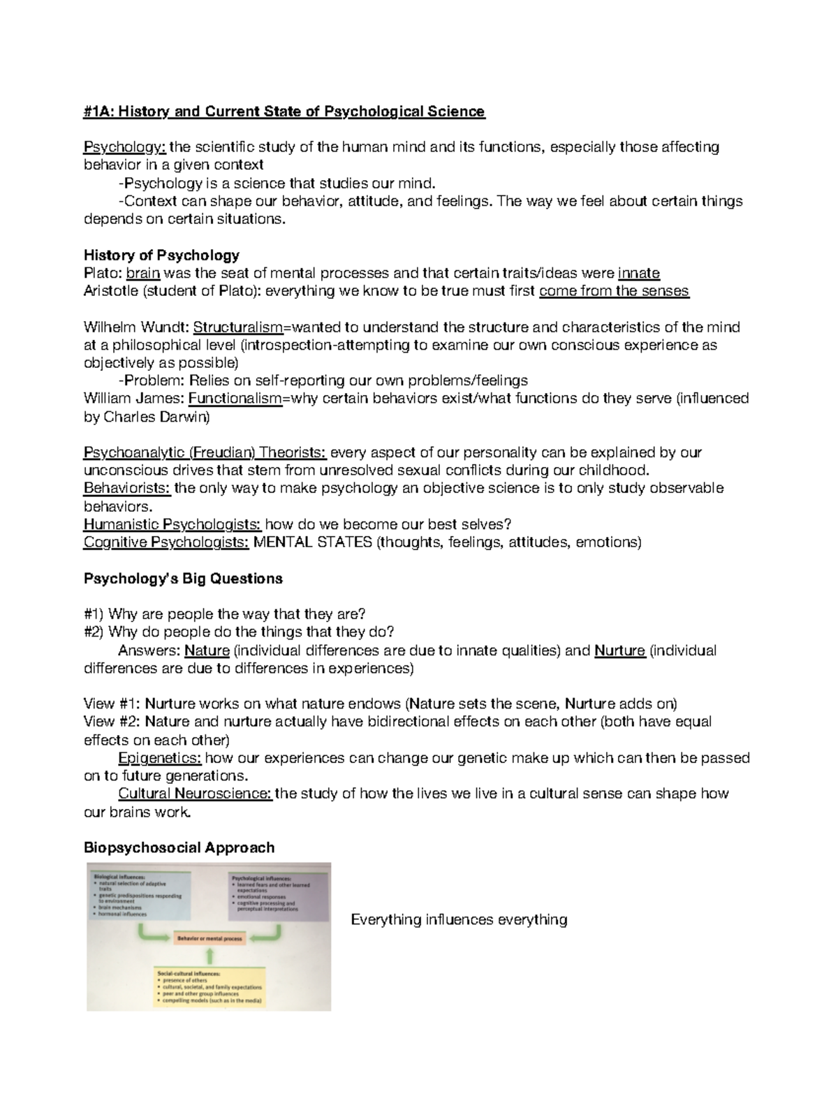1 Intro Notes - #1A: History and Current State of Psychological Science ...