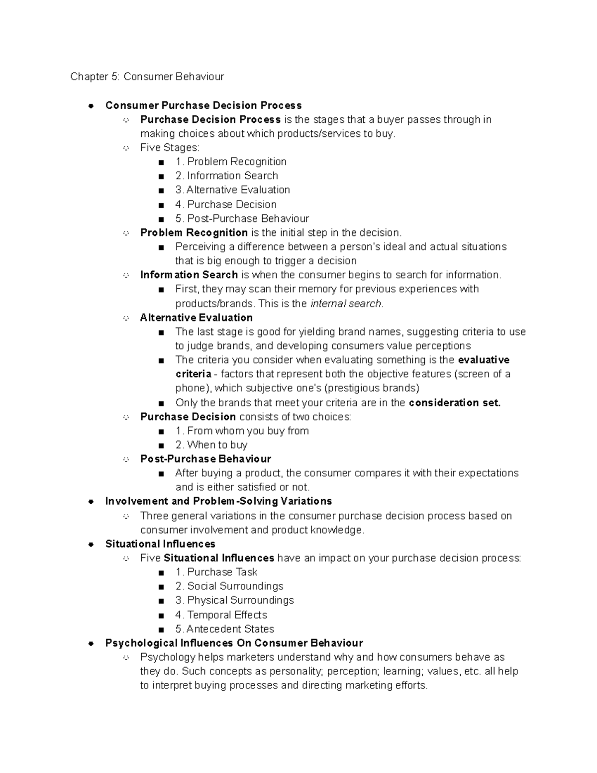 Chapter 5 Consumer Behaviour - Chapter 5: Consumer Behaviour Consumer ...