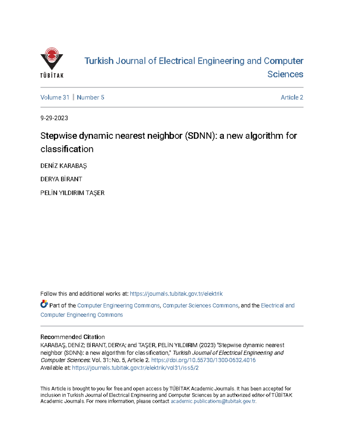 17 Stepwise Dynamic Nearest Neighbor Sdnn A New Algorithm For 2023