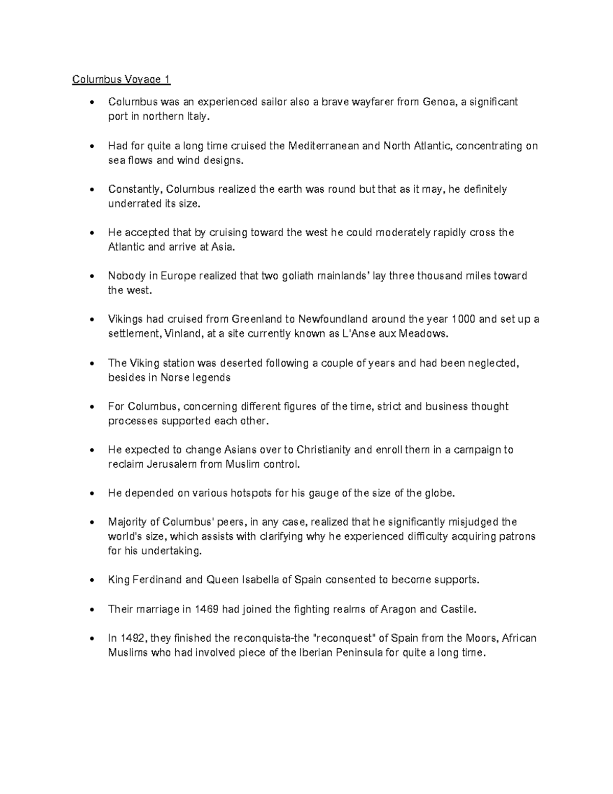 History Stu Notes (11 B) - Columbus Voyage 1 Columbus was an ...