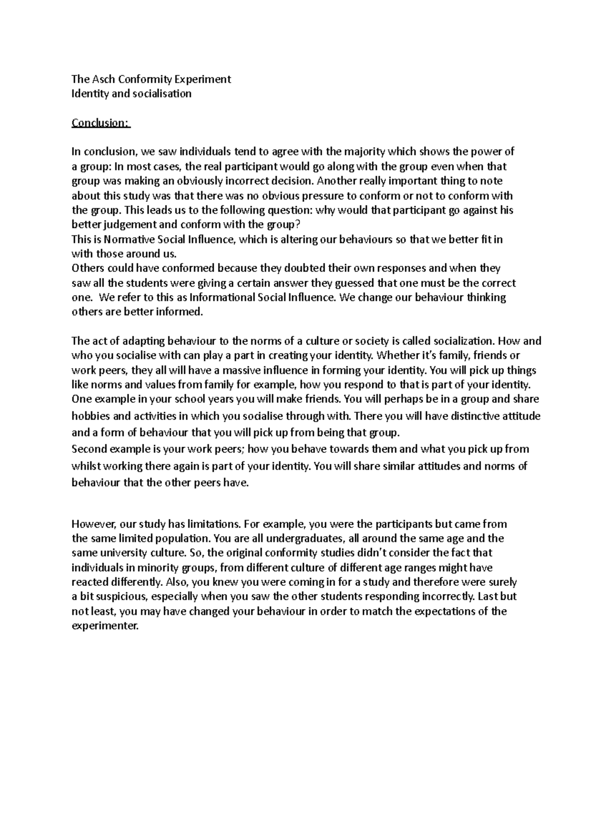 The Asch Conformity Experiment - The Asch Conformity Experiment ...