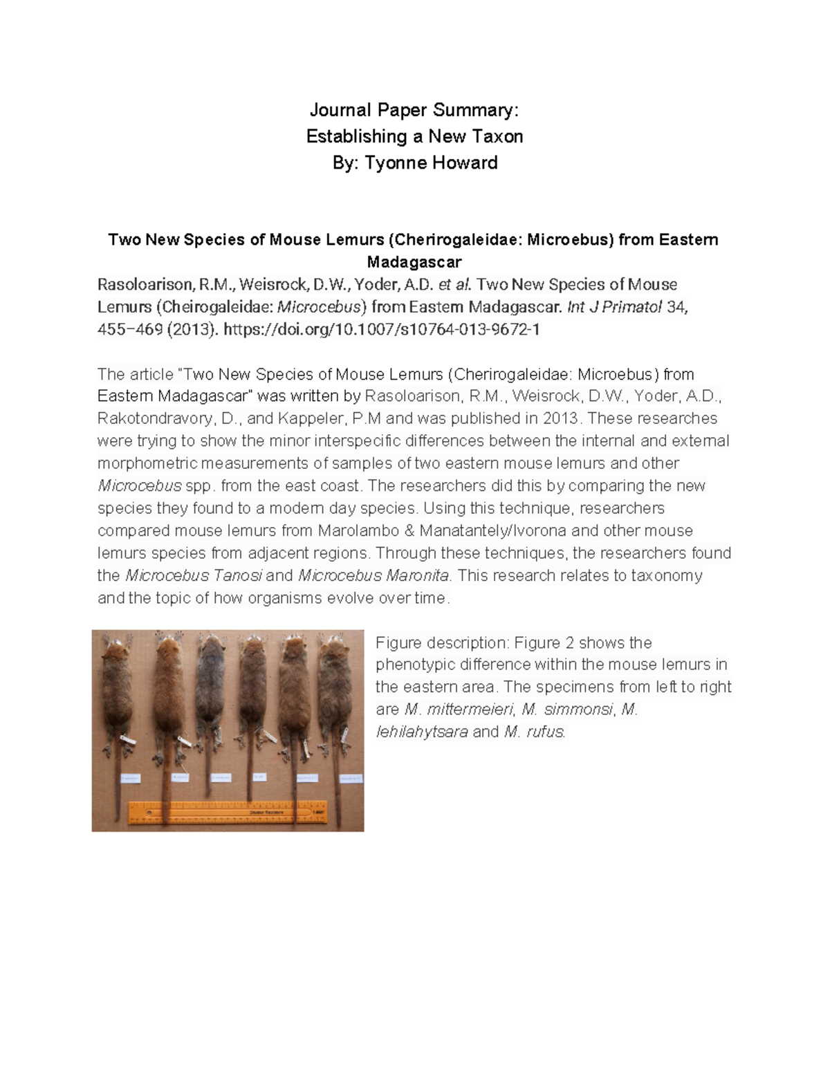 Journal Paper Summary Zoology - Journal Paper Summary: Establishing a ...