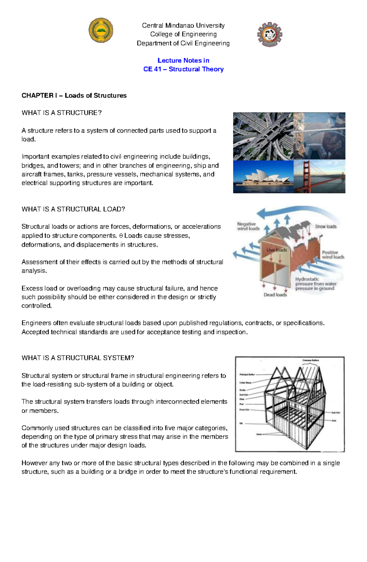 Topic 2 - Loads of Structures - Central Mindanao University College of ...