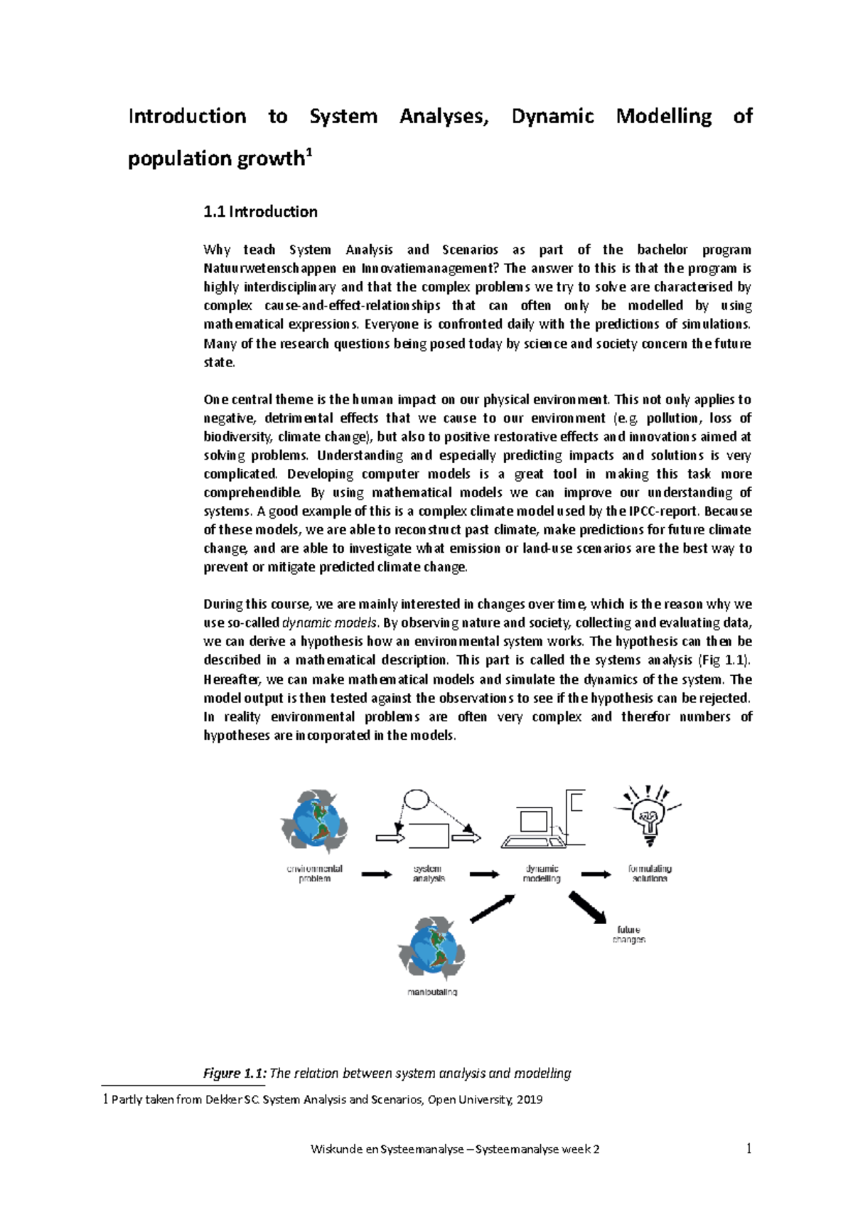 Syllabus Systeemanalyse - Introduction to System Analyses, Dynamic ...