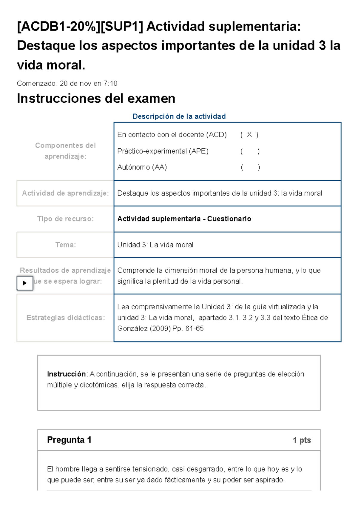 Examen [ACDB 1-20%][SUP 1] Actividad suplementaria Destaque los ...