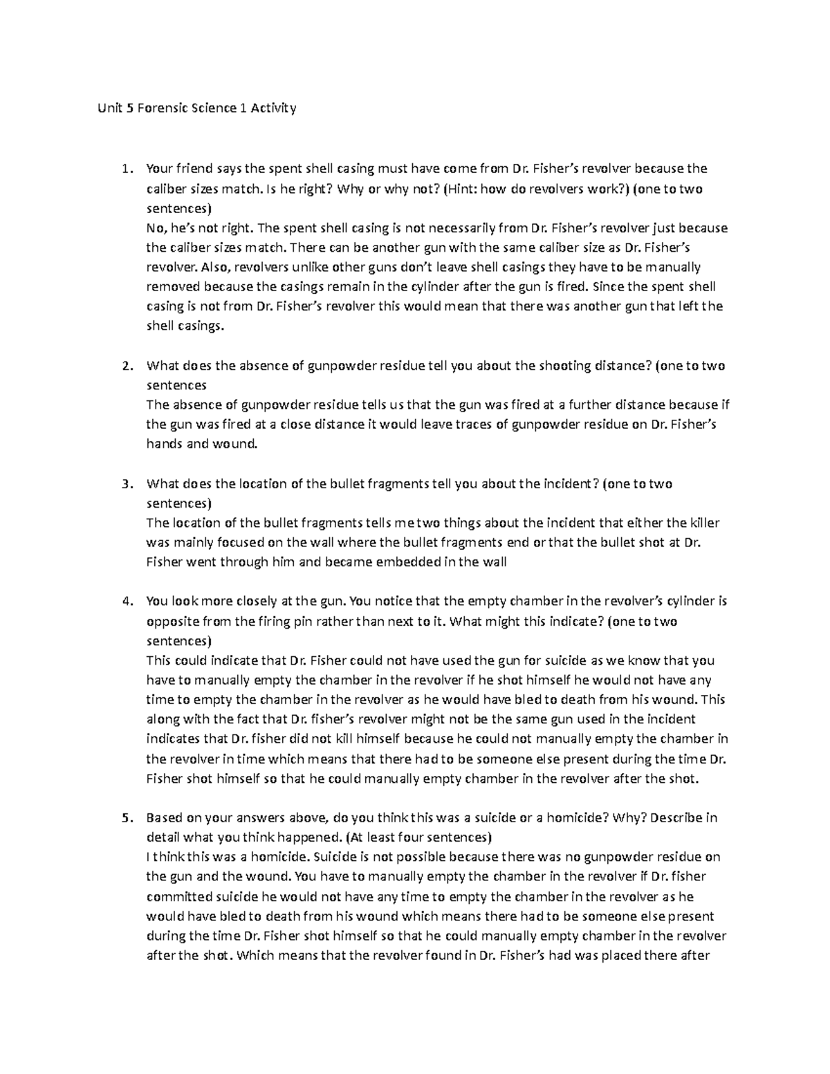 Unit 5 Forensic Science 1 Activity - Unit 5 Forensic Science 1 Activity ...