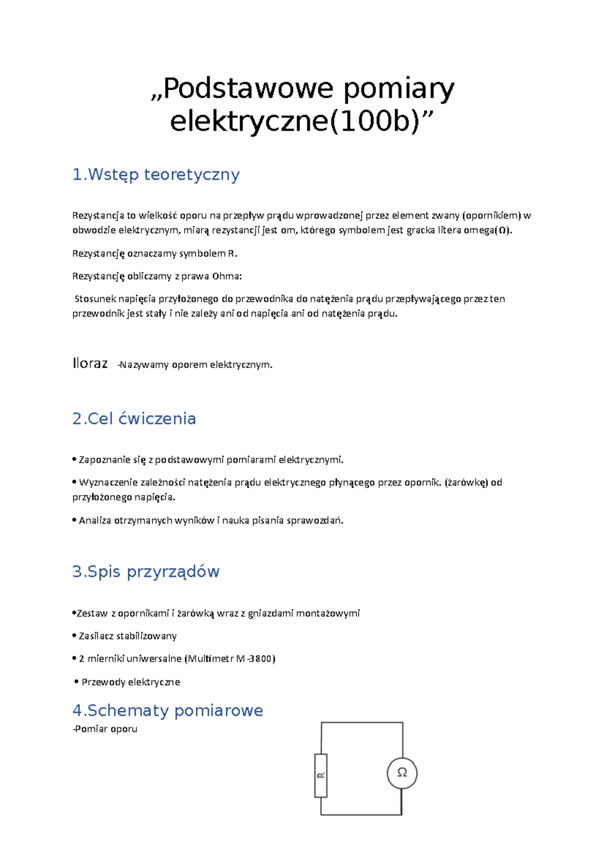 Podstawowe pomiary elektryczne 100 b - „Podstawowe pomiary elektryczne ...
