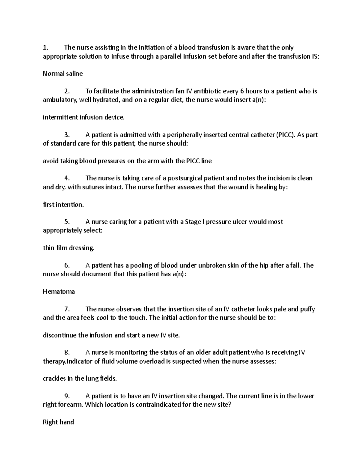 Funds week 3 - Bla - 1 solution to infuse through a parallel infusion ...