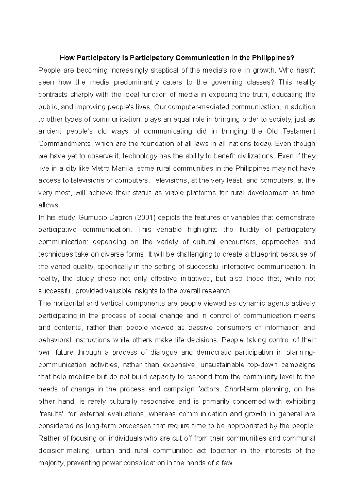 Awareness Campaign - How Participatory Is Participatory Communication ...