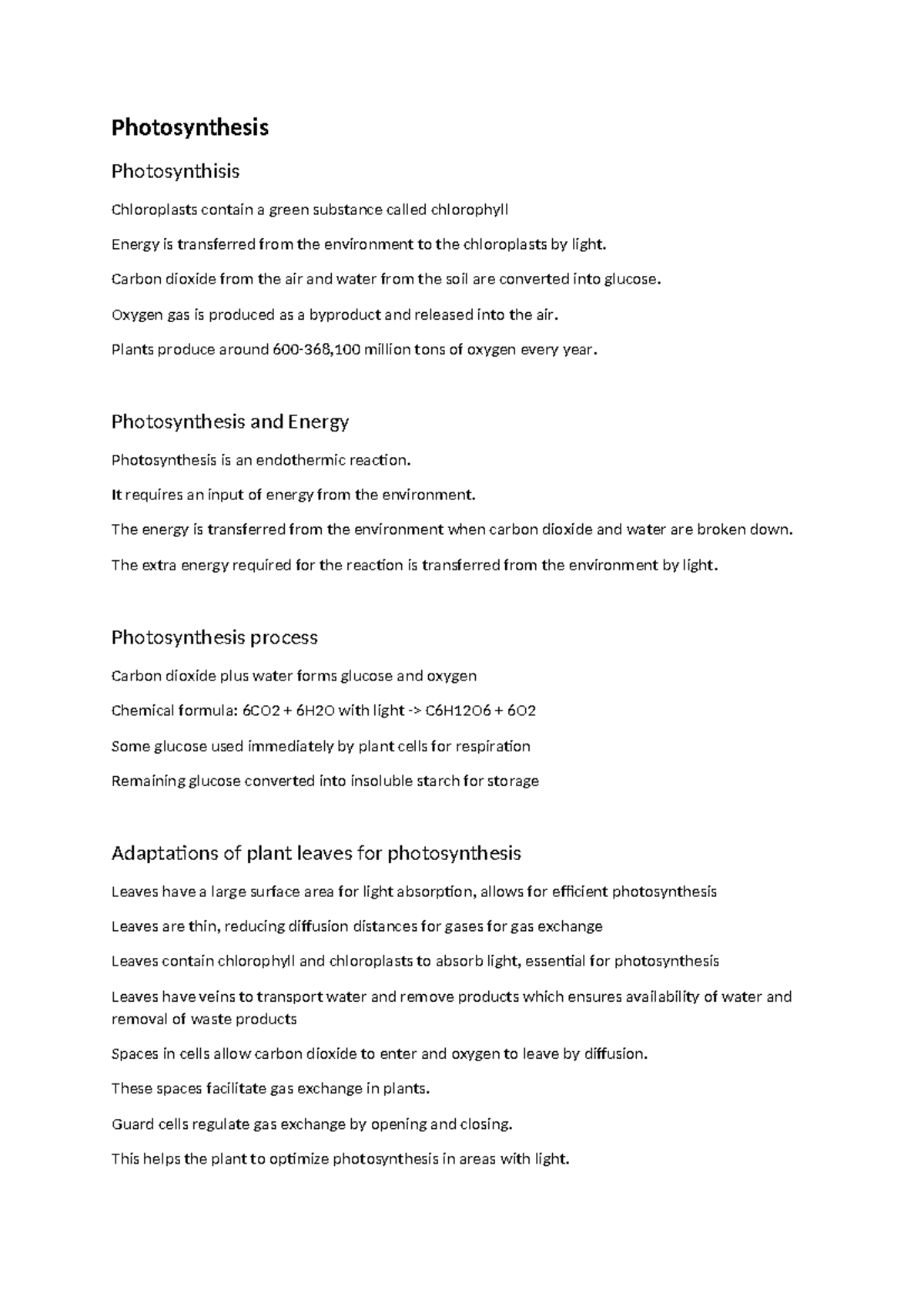Photosynthesis 22 - AQA Biology GCSE notes - Photosynthesis ...