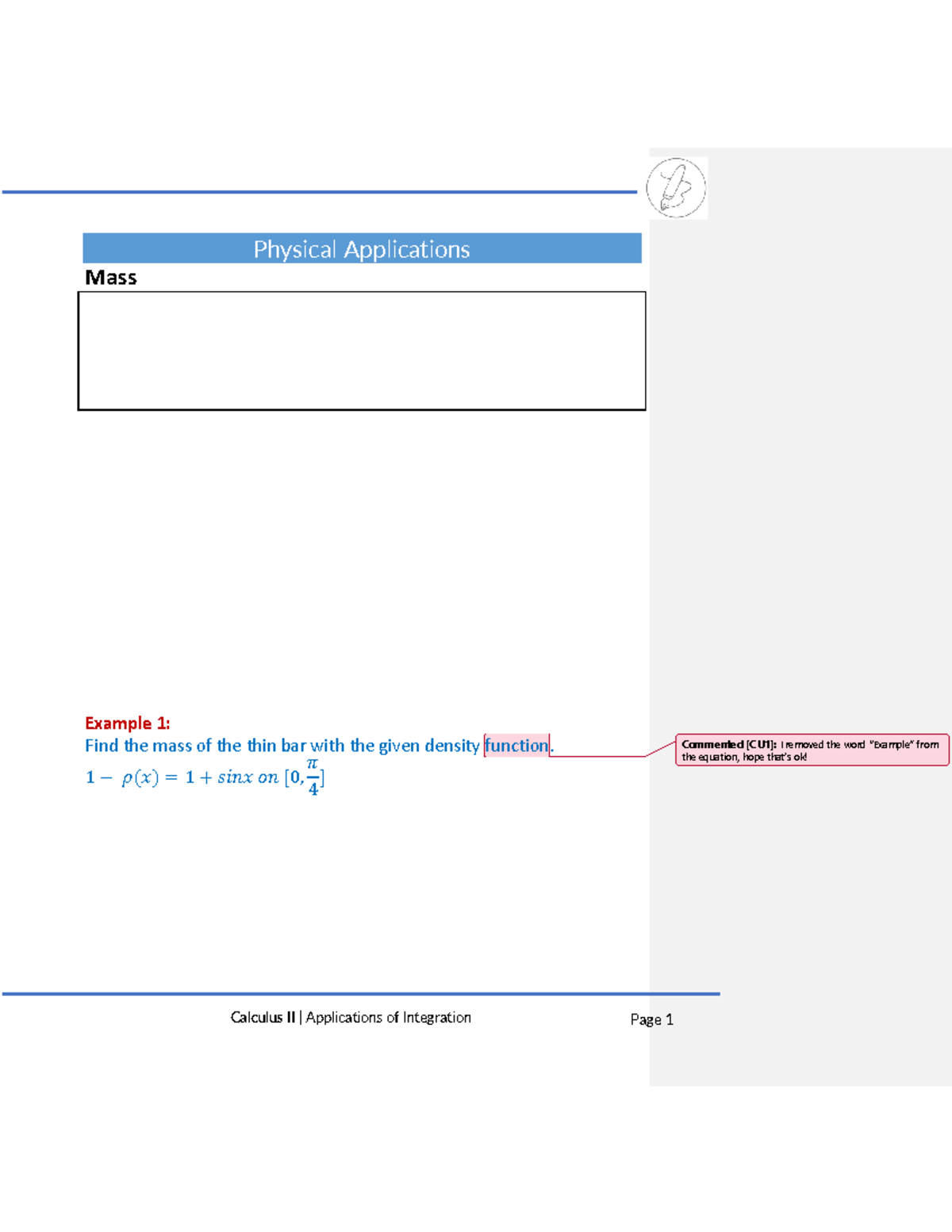 6.7-Physical Applications - Calculus II | Applications of Integration ...