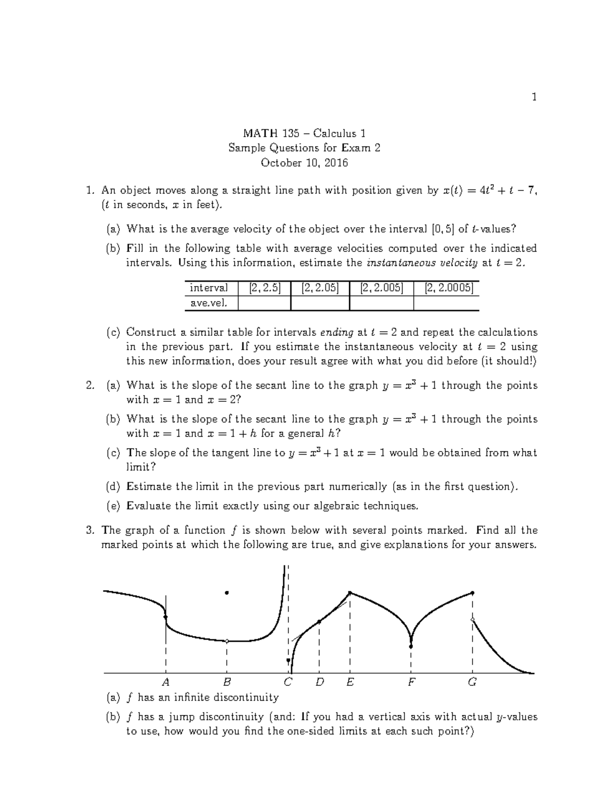 Exam2Practice - math 136 precalculus practice exam - 1 MATH 135 ...