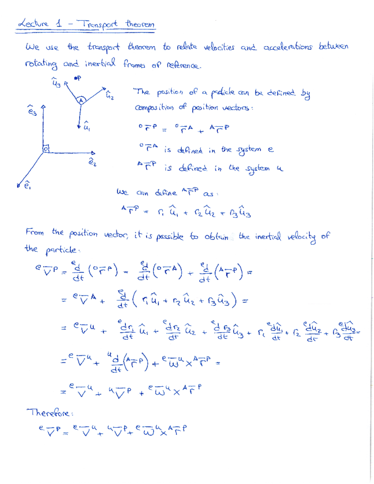 Lecture 1 - Transport theorem - AAE 34000 - Studocu
