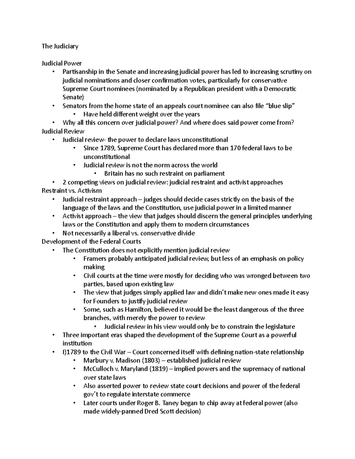 Unit 8 Lecture Notes – The Judiciary - The Judiciary Judicial Power ...