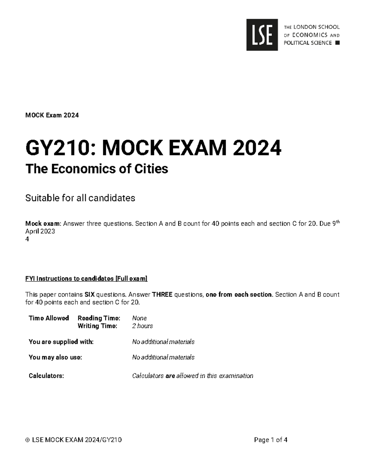GY210 Mock Exam Paper 2024 - MOCK Exam 2024 GY210: MOCK EXAM 2024 The ...