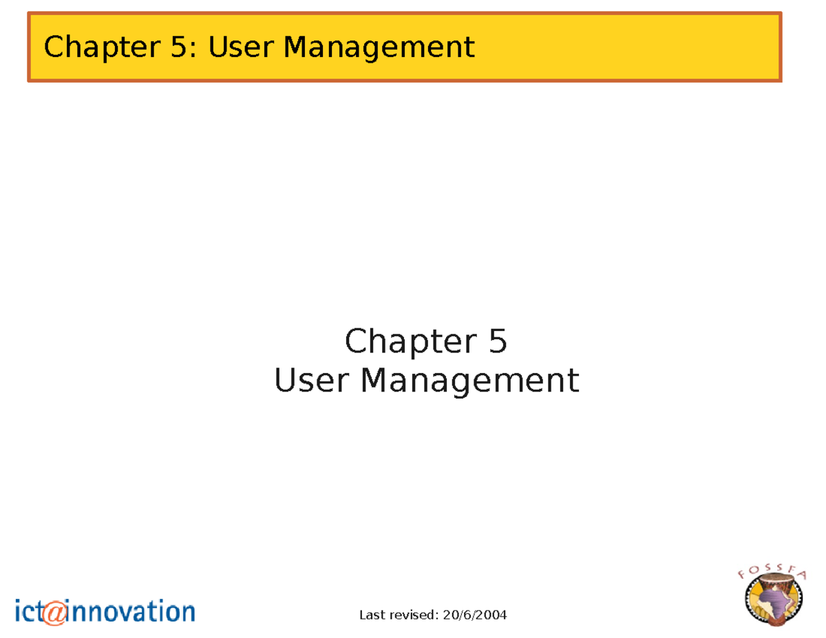 Chapter 5 user management - Chapter 5: User Management Chapter 5 User ...