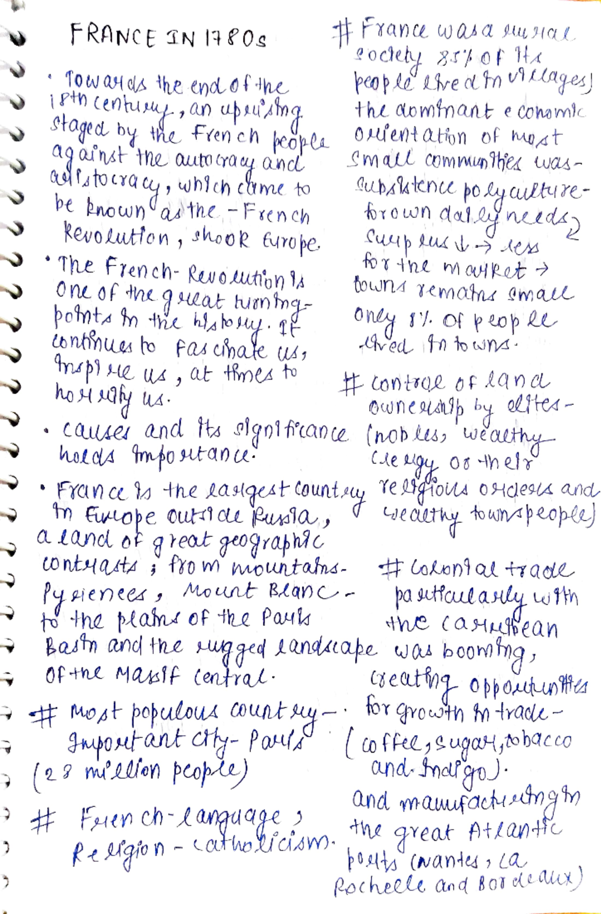 French revolution notes part -1 - FRANCE IN 1780s France was a rural ...