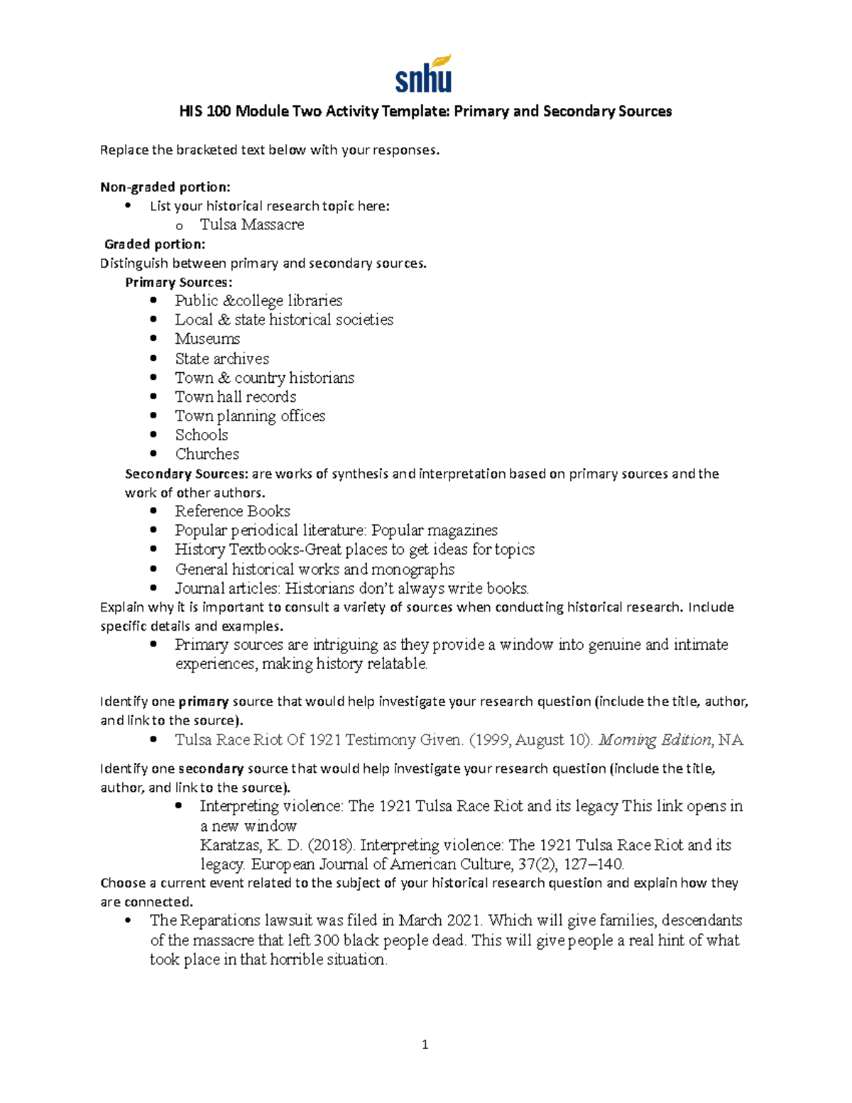 HIS 100 Module Two Activity Sources Template - HIS 100 Module Two ...