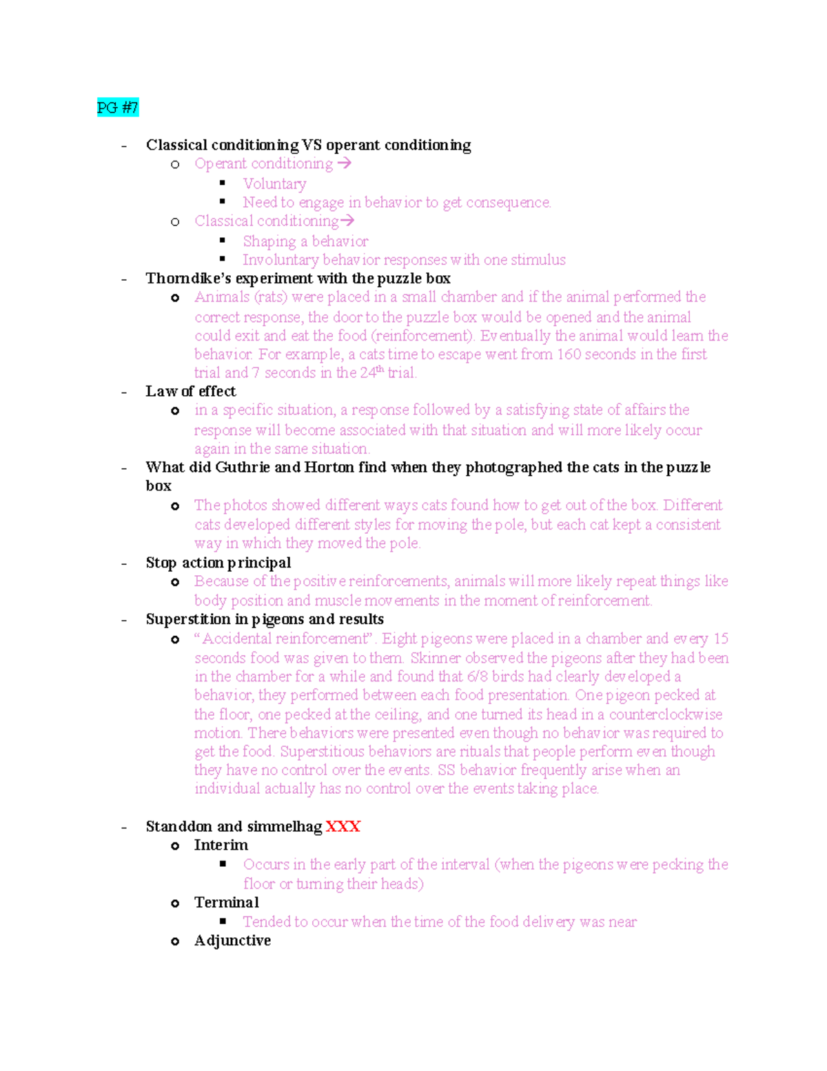 Psych of learning exam 2 - PG Classical conditioning VS operant ...