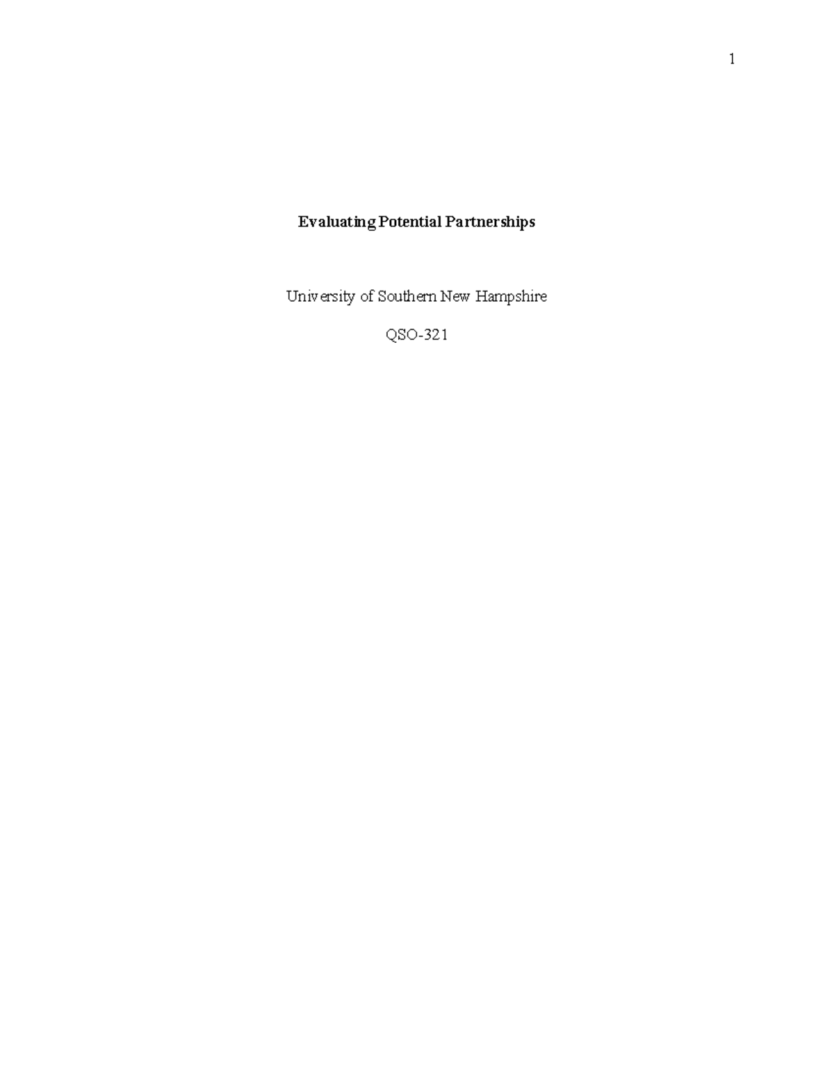 Evaluating Potential Partnerships - Evaluating Potential Partnerships ...